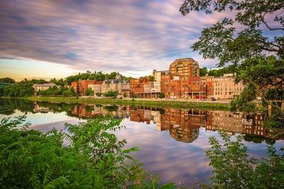 'Augusta, Maine, USA skyline on the Kennebec River in the morning ...