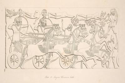 Assyrian Warriors in Battle, from Monuments of Nineveh, Pub. 1849 ...