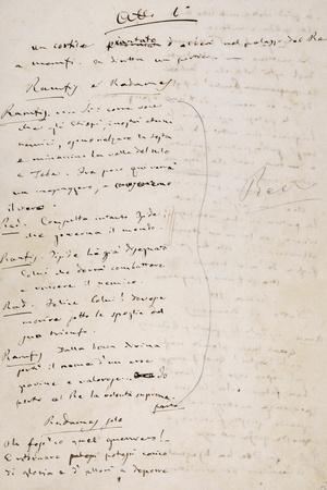 'Autograph Libretto of Opera Aida, Act I, with Notes in Margin by ...