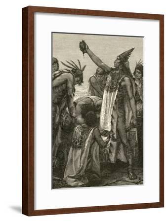 'Aztec Priest Holding Heart from Human Sacrifice, 1892' Giclee Print ...