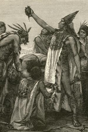 'Aztec Priest Holding Heart from Human Sacrifice, 1892' Giclee Print ...