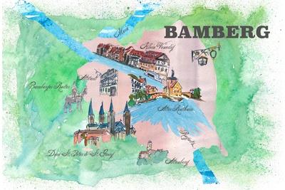 'Bamberg Germany Travel Poster Favorite Map with touristic Highlights ...