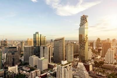 'Bangkok city with skyscraper and urban skyline at sunset in Bangkok ...