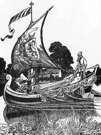 'Barge Carrying the Body of King Arthur, Illustration from 'The Story ...