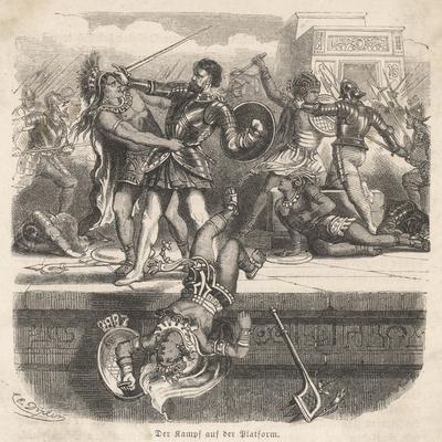 'Battle of the Platform Spanish and Aztecs in Hand to Hand Combat ...