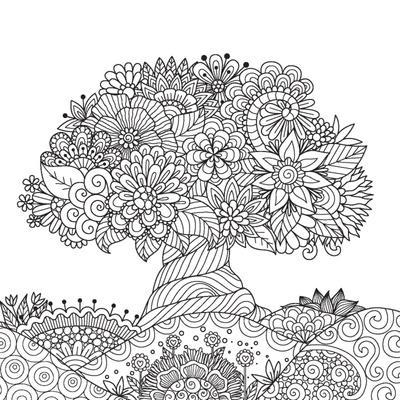'Beautiful Abstract Tree for Design Element and Adult Coloring Book ...