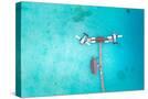 'Beautiful aerial view of Maldives jetty seaplane top view with wooden ...