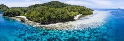 Beautiful coral reefs fringe remote limestone islands in Raja Ampat ...