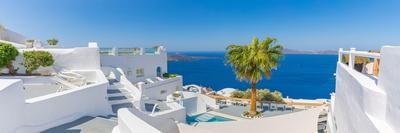 'Beautiful panoramic street view on the mediterranean blue sea, caldera ...