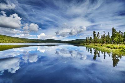 'Beautiful still lake with reflection in Altai mountains' Photo ...