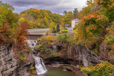 'Beebe Lake Dam Waterfalls and Bridge. the Beebe Lake Cornell Campus in ...
