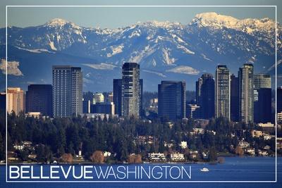 'Bellevue, Washington - Lake Washington and Skyline' Poster - Lantern ...