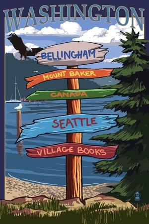 'Bellingham, Washington - Signpost Destinations' Posters - Lantern ...
