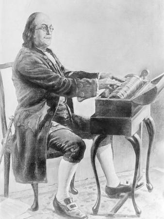 'Benjamin Franklin Playing Harmonica' Giclee Print | AllPosters.com