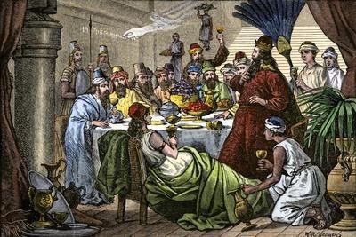 'Biblical Scene: Daniel Reading the Scripture on the Wall for King ...