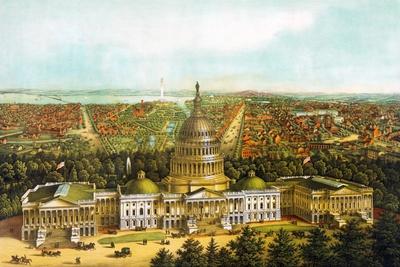 'Bird's eye view of Washington D.C. with the U.S. Capitol up front ...