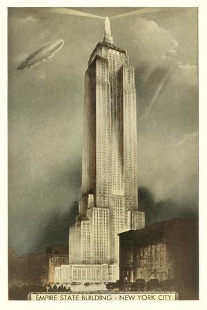 'Blimp over Empire State Building, New York City' Posters | AllPosters.com