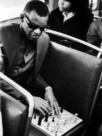 'Blind Singer Ray Charles Playing Chess on a Board with Special Niches ...