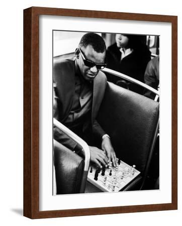 'Blind Singer Ray Charles Playing Chess on a Board with Special Niches ...
