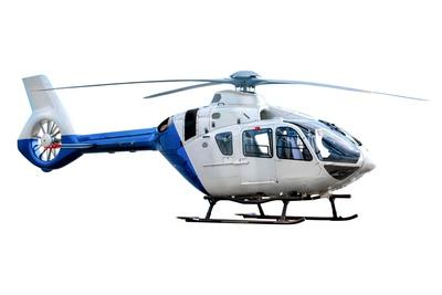'Blue and White Helicopter on White Background.' Photographic Print - Sergei Ginak | AllPosters.com
