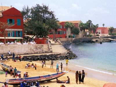 'Boats and Beachgoers on the Beaches of Dakar, Senegal' Photographic ...