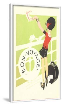'Bon Voyage, Flapper Waving from Railing' Poster | AllPosters.com