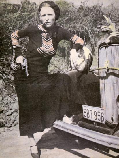 Bonnie Parker Posing Tough With A Gun And Cigar C1934 Photographic Print