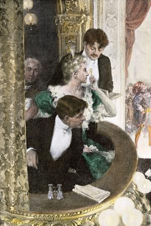 'Bourgeois Family in their Dressing Room on the Balcony of the Opera ...