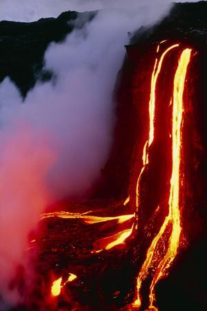 'Molten Lava Flowing Into the Ocean' Photographic Print - Brad Lewis ...