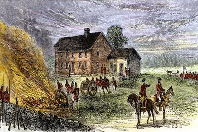 'British Burning Patriots' Goods in a Bonfire at Colonel Barrett's ...