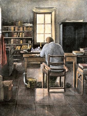 'British Explorer Richard Burton (1821-1890) Writing at His Office in ...