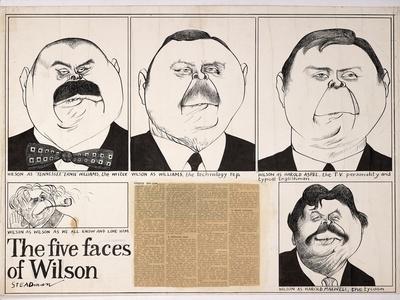 'British Politics 1960s, The Five Faces of Wilson (drawing)' Giclee ...