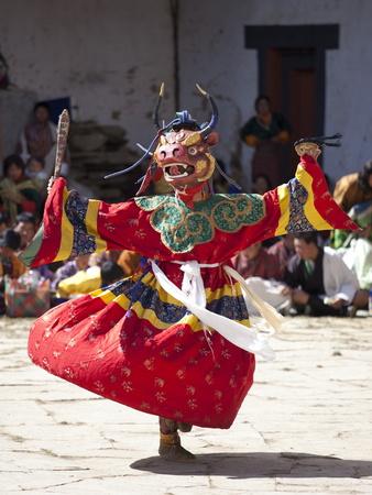 'Buddhist Monks Performing Masked Dance During the Gangtey Tsechu at ...