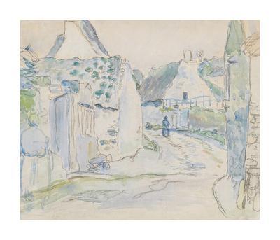 Village street Valhermeil, c.1880 Premium Giclee Print - Camille ...