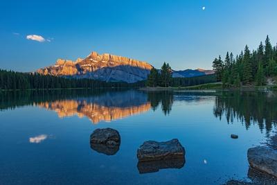 'Canada, Alberta, Banff National Park. Mt. Rundle reflected in Two Jack ...