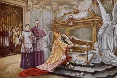 'Cardinal Vico, the Papal Legate, before the Coffin of St. Therese of ...