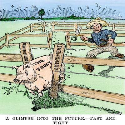 'Cartoon by President Theodore Roosevelt (1858-1919) Trying to Regulate ...