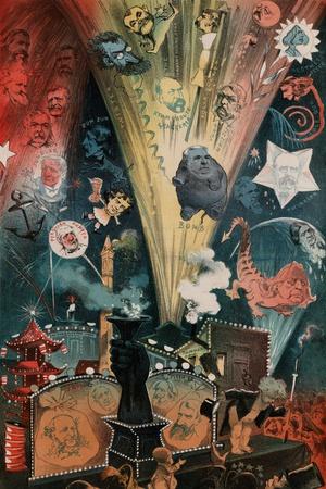 'Cartoon Depicting Political Leaders as Fireworks' Giclee Print ...