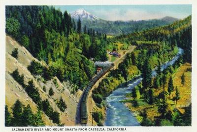 'Castella, California - Aerial View of the Sacramento River and Mount ...
