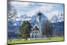 Catholic Church of St. Coloman with the Alps behind, Schwangau, Bavaria ...