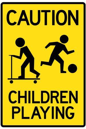 'Caution Children Playing Sign Poster' Poster | AllPosters.com