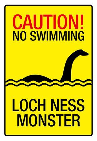 'Caution Loch Ness Monster Sign Art Poster Print' Prints | AllPosters.com