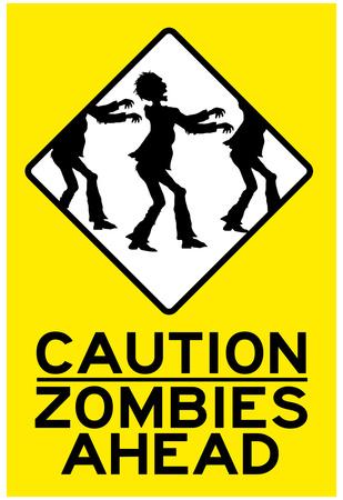 'Caution Zombies Ahead Sign Poster Print' Prints | AllPosters.com