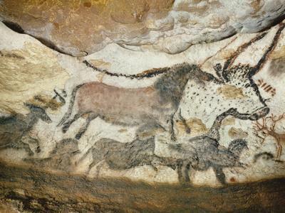 'Cave of Lascaux, Great Hall, Left Wall: First Bull, Red Horse, Brown ...