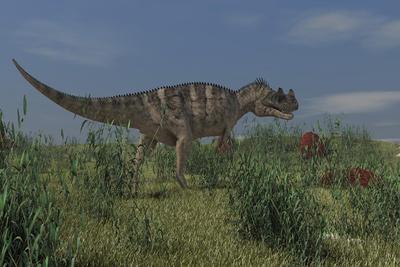'Ceratosaurus Hunting in Prehistoric Grasslands' Prints | AllPosters.com