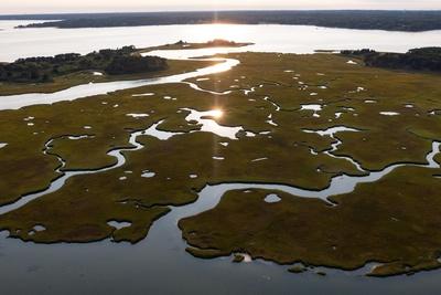 'Channels meander through a salt marsh in Pleasant Bay, Cape Cod ...