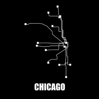 'Chicago Black Subway Map' Poster - , NaxArt | AllPosters.com