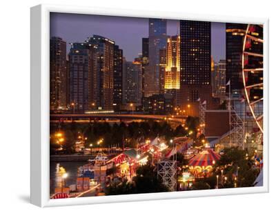 'Chicago Navy Pier and Skyline at Night, Chicago, Illinois, Usa ...