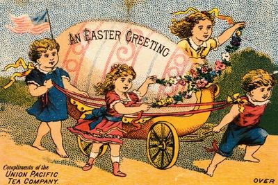 Children Pulling Giant Easter Egg Giclee Print | AllPosters.com