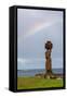 Chile, Easter Island, aka Rapa Nui, Ahu Tahai. Moai with rainbow ...